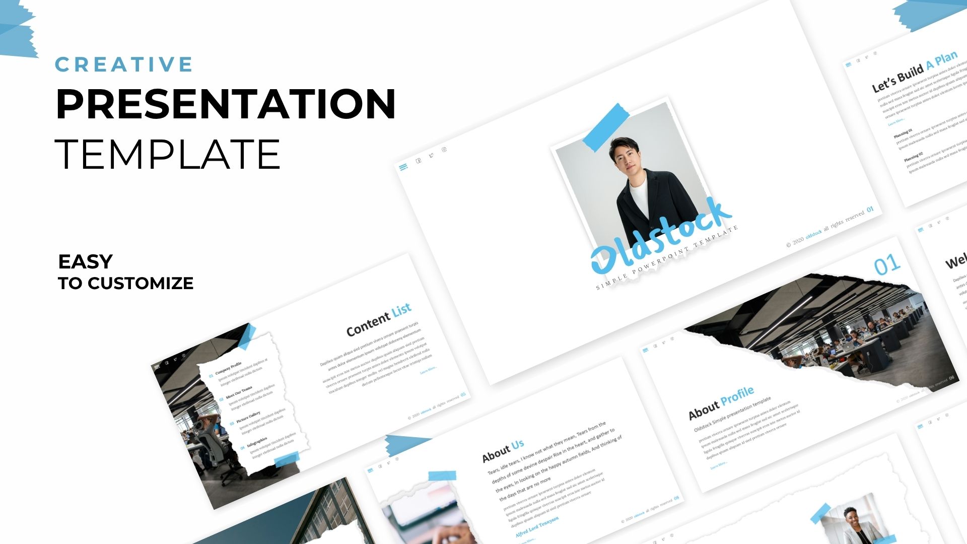 White And Blue Creative Presentation Template - Vixbee