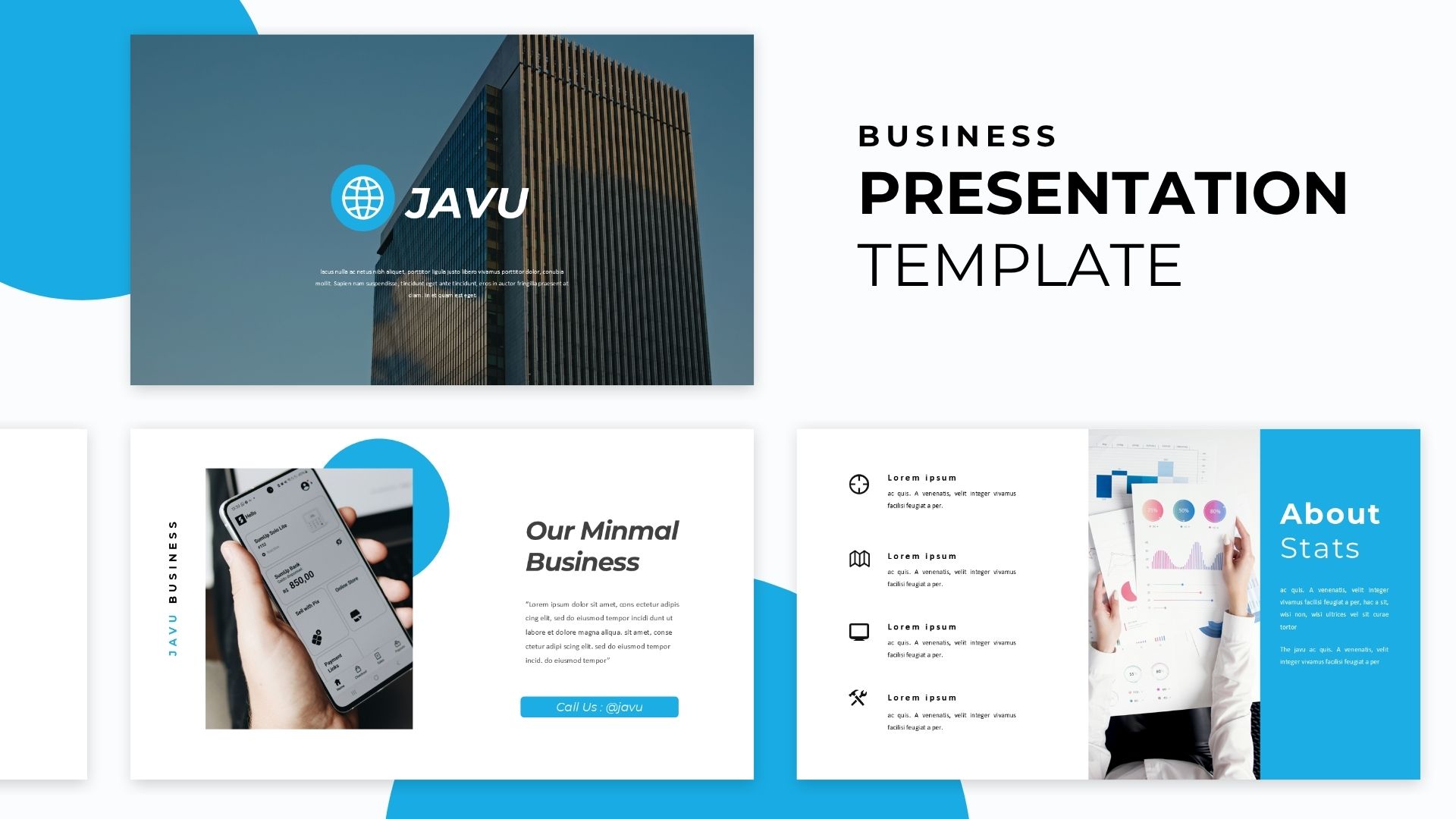 Blue And White Minimalist Business Presentation Template - Vixbee