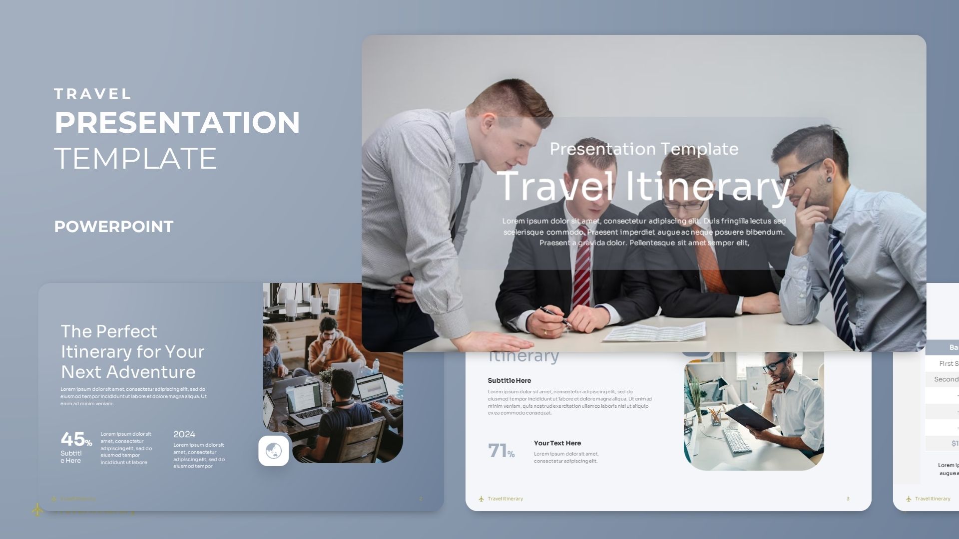 Blue Professional Travel Itinerary Presentation Template - Vixbee