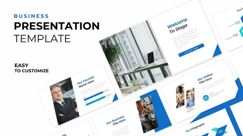 White And Blue Professional Business Presentation Template - Vixbee