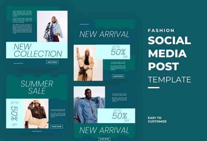 Teal Modern Fashion Campaign Instagram Post Template - Vixbee