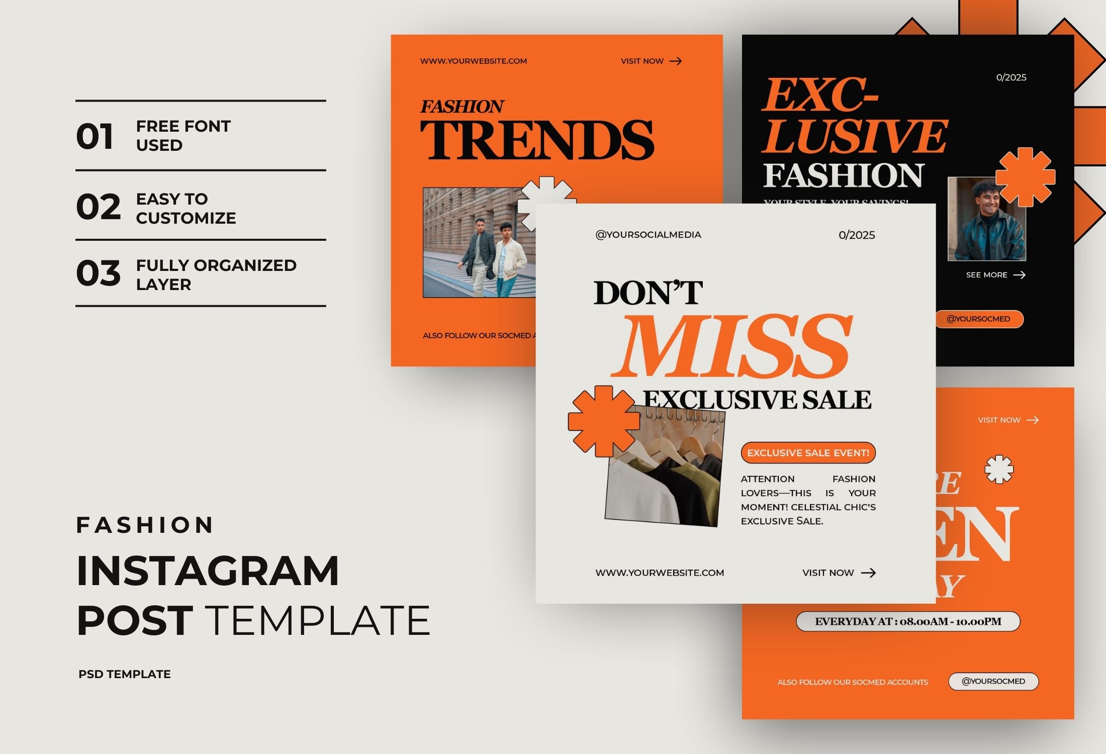 Orange Modern Fashion Sale Instagram Post Template - Vixbee