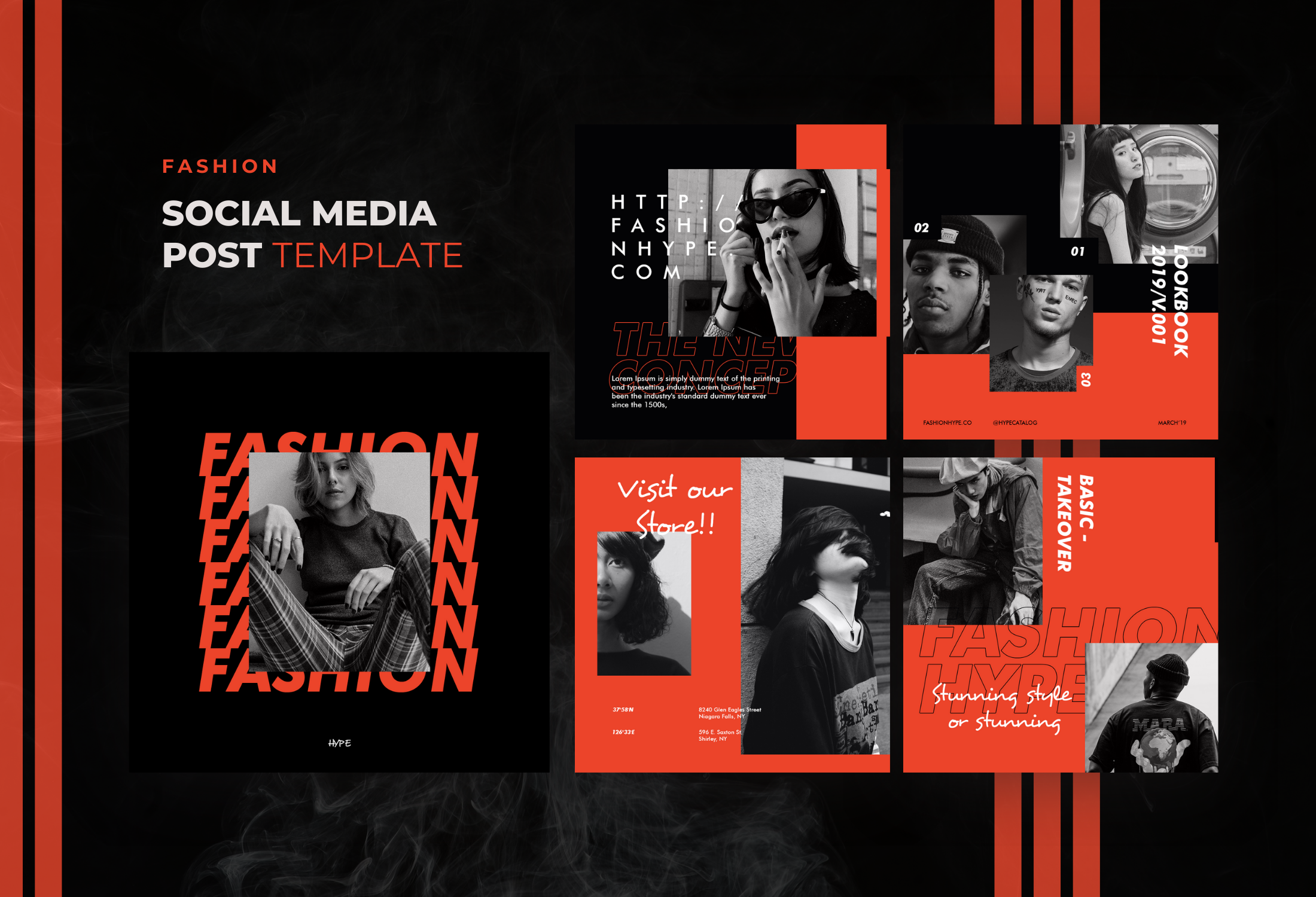 Black And Red Bold Fashion Campaign Instagram Post Template - Vixbee